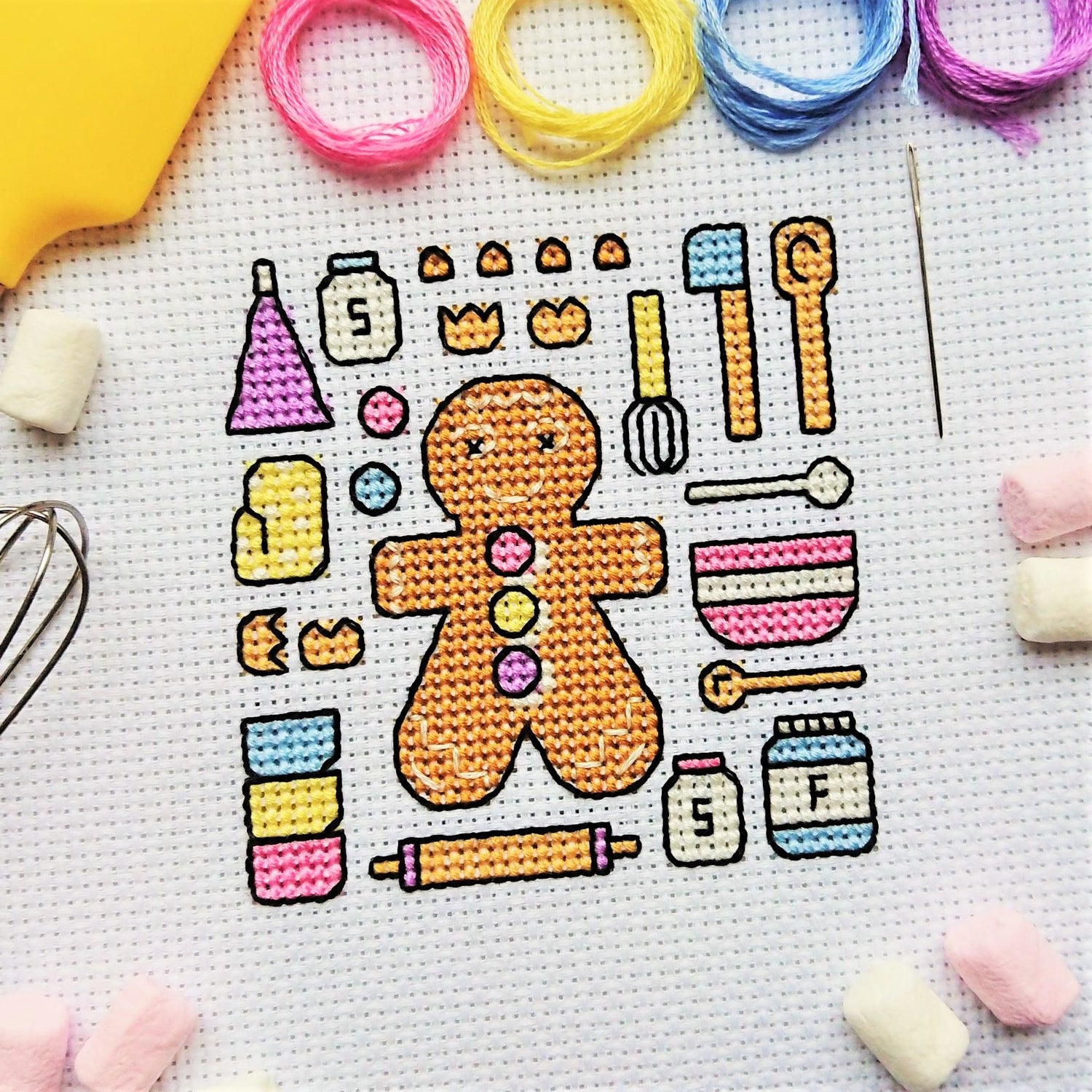 Gingerbread Baking Free Cross Stitch Chart – The World in Stitches