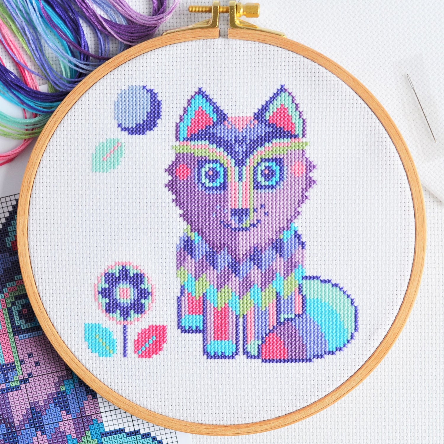 Maya the Wolf Cross Stitch Chart – The World in Stitches