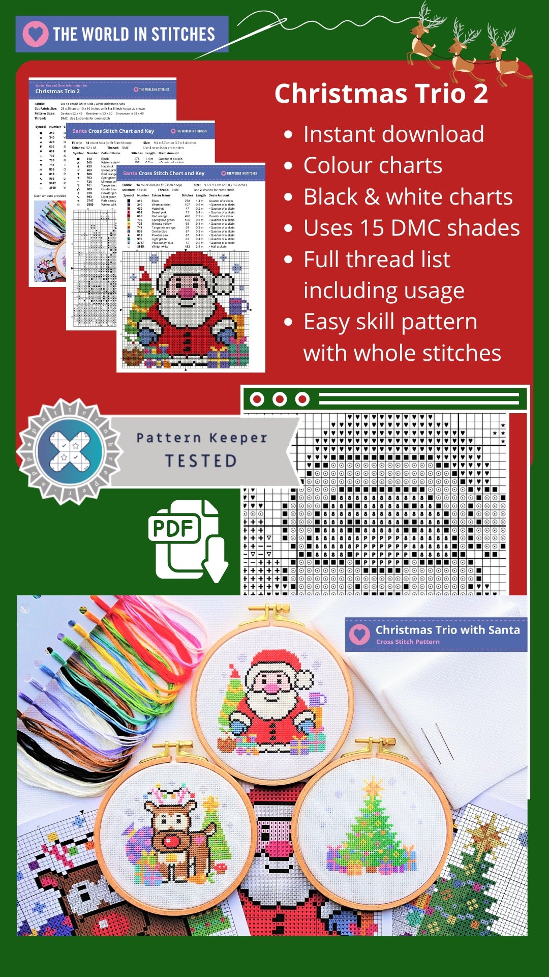PDF Pattern for Christmas Trio 2 – The World in Stitches