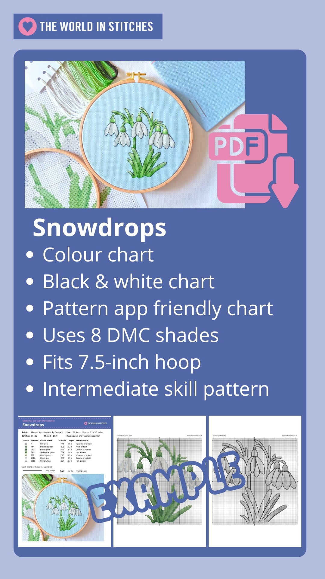 PDF Pattern for Snowdrops – The World in Stitches