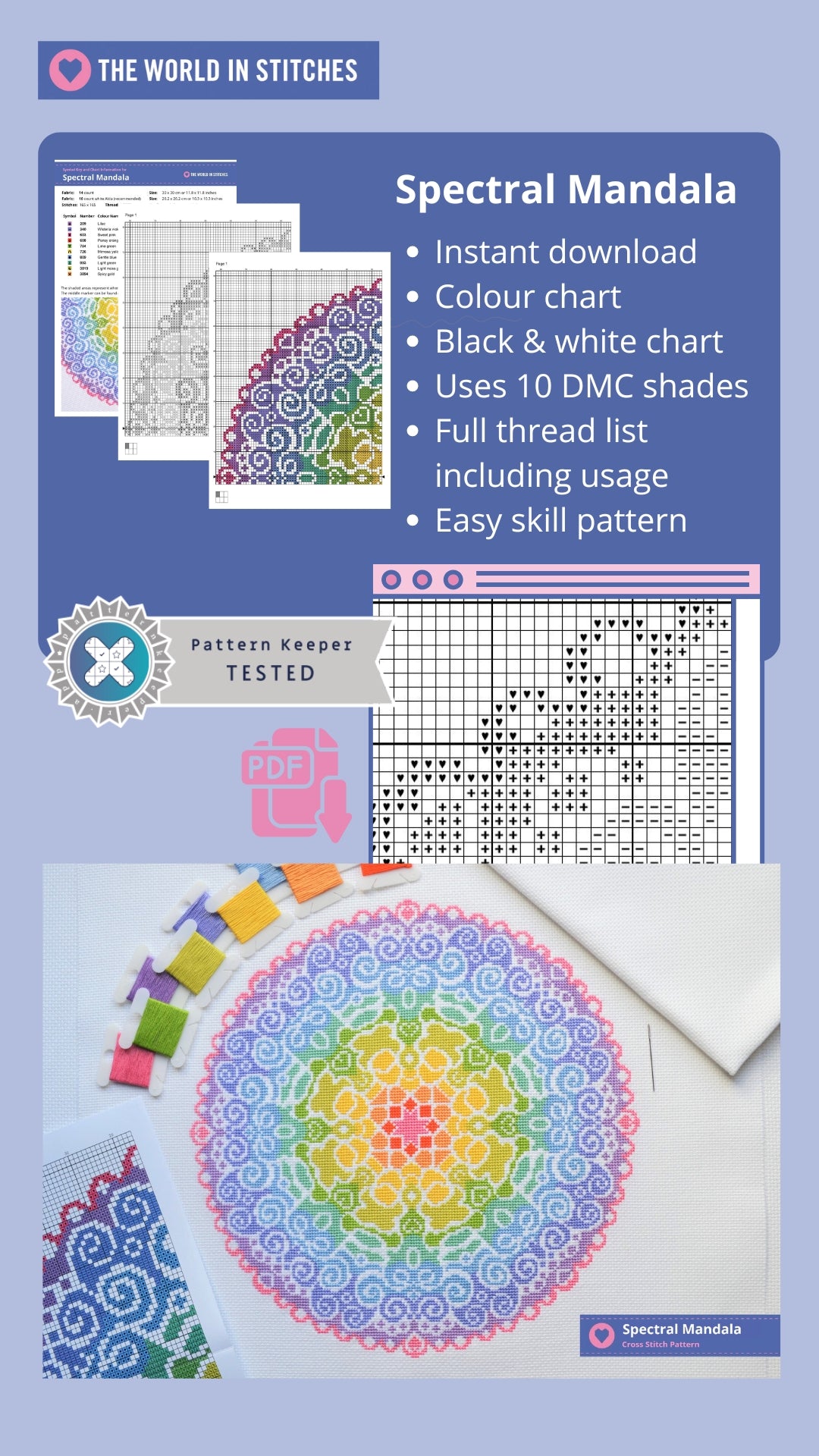 PDF Pattern for Spectral Mandala – The World in Stitches
