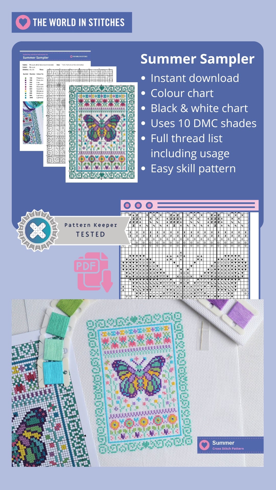 PDF Pattern for Summer Sampler – The World in Stitches