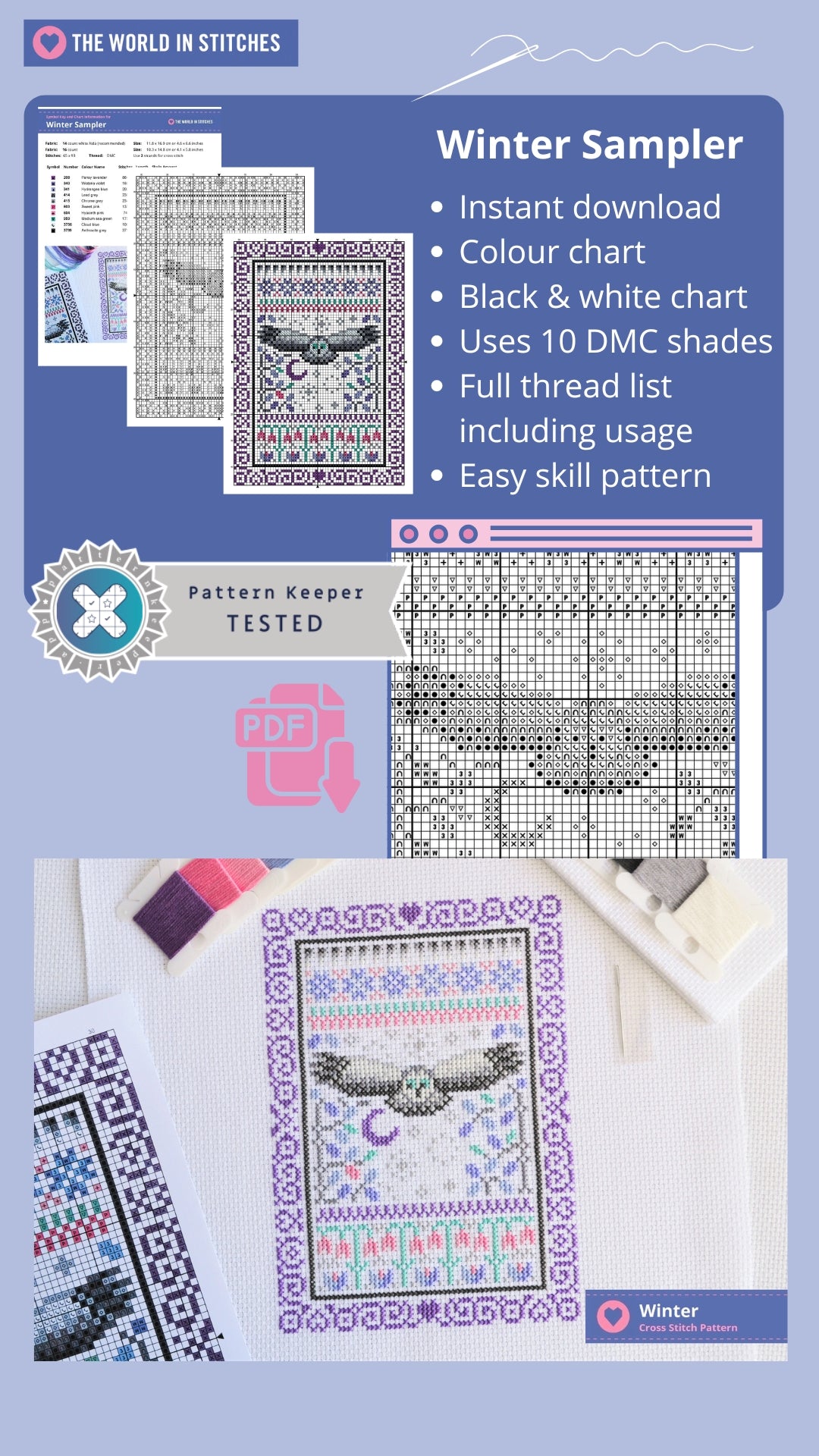 PDF Pattern for Winter Sampler – The World in Stitches