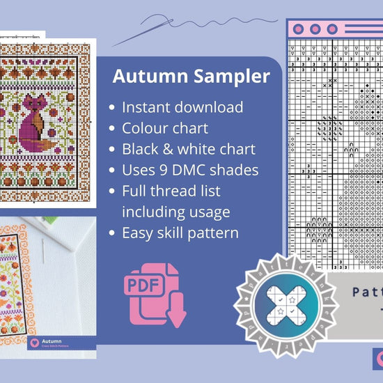 PDF Pattern for Autumn Mini Sampler – The World in Stitches