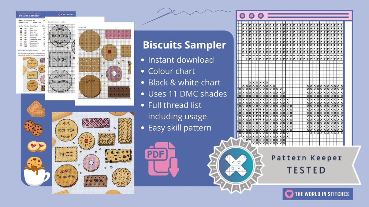 PDF Pattern for Biscuits Sampler – The World in Stitches