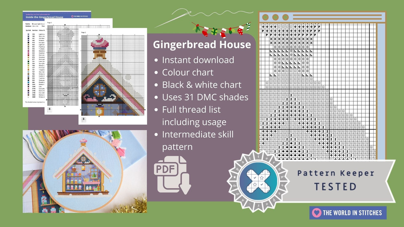 PDF Pattern for Gingerbread House – The World in Stitches
